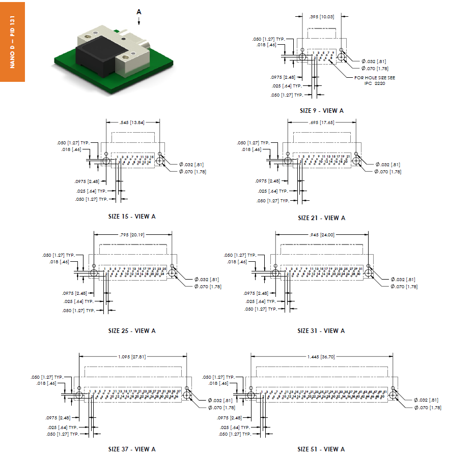 PCB Right Angle Single Plated Thru Hole Nano - Single Row Plated Thru ...